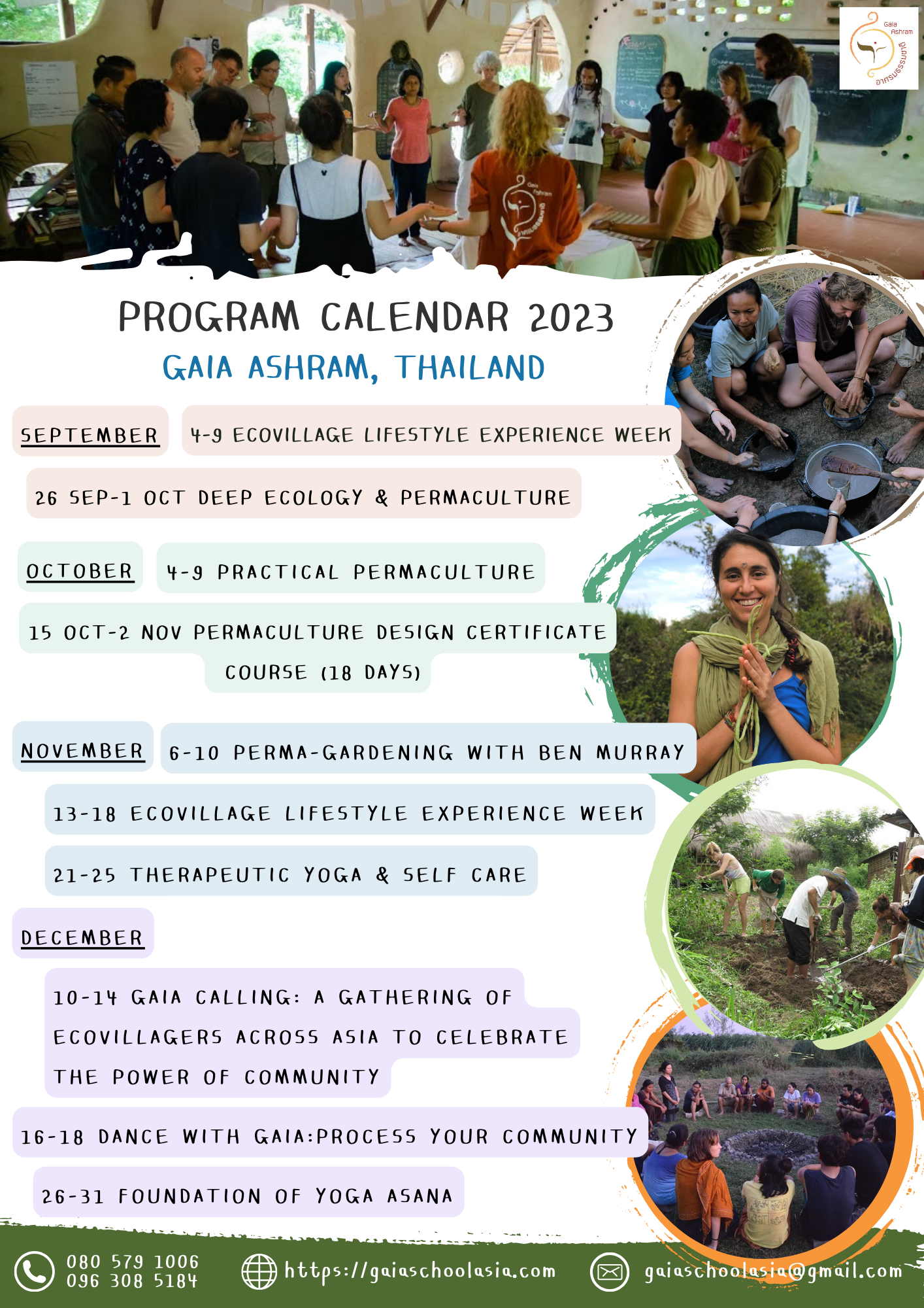 Calendar Per Month | Gaia Ashram อาศรมธรรมชาติ